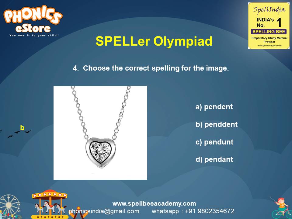 SPELLING Olympiad Exam Rs 150 Spelling Spell Bee Competition