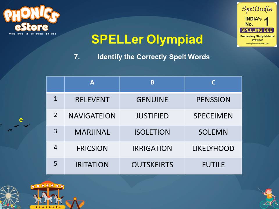 Spelling Spell Bee Exam At Rs 150 Only Senior KG Class 1 Class 2