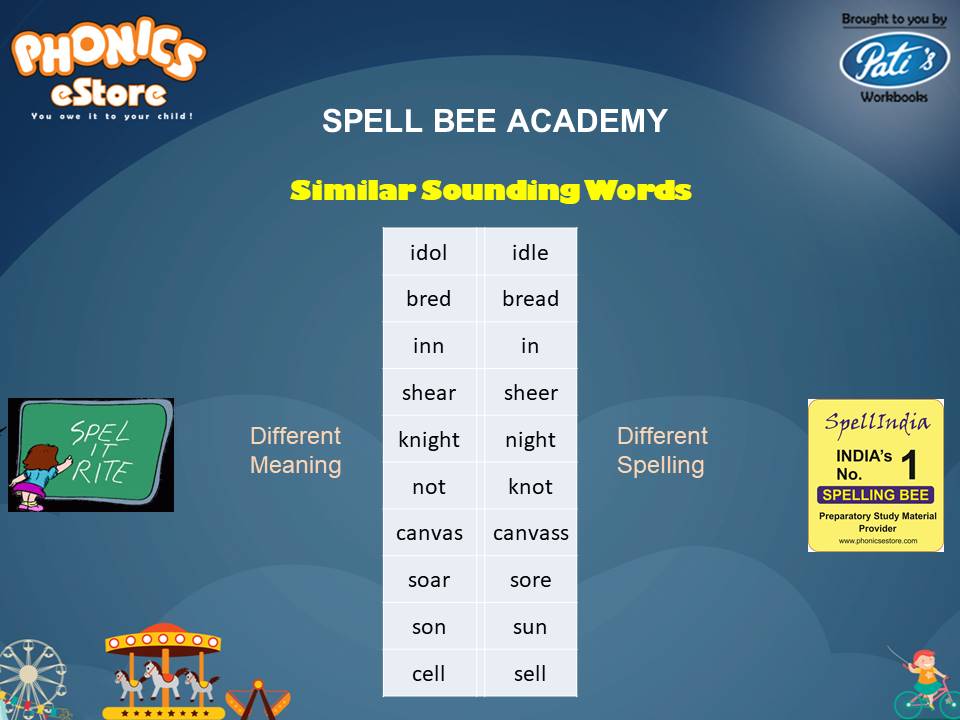 Spell Bee ... Spelling Words ... Similar Sounding Words